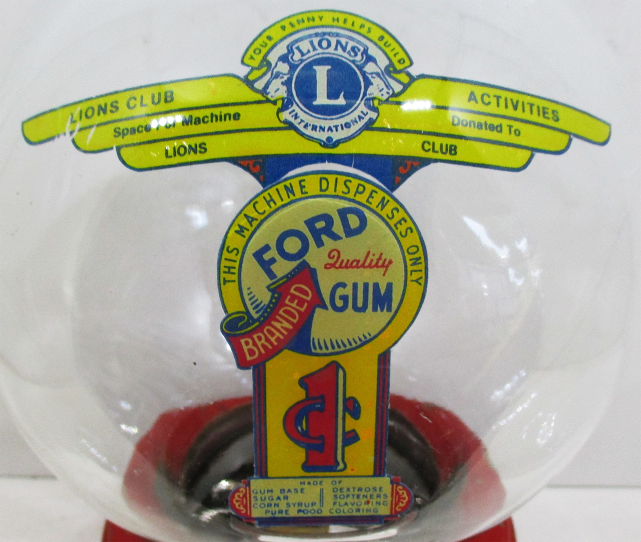 Ford Round Gumball Machine Circa 1940's - American Collectibles