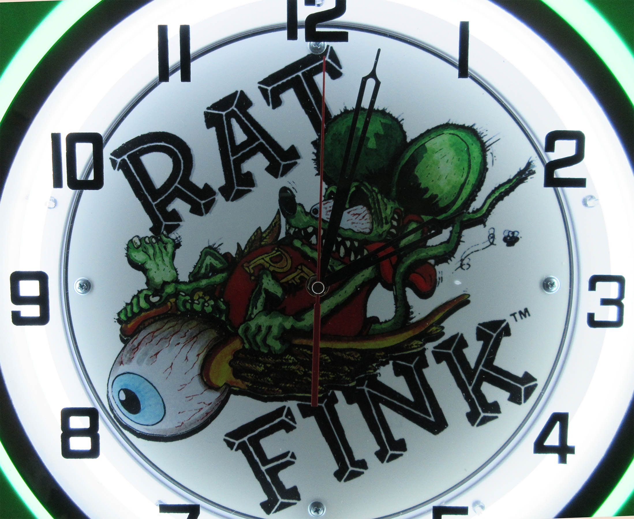 Double Neon Rat Fink / Flying Eye Ball Chrome Clock 18.5" - American ...