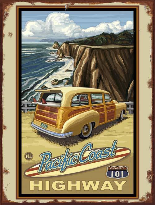 Pacific Coast Hwy 101 Metal Sign - American Collectibles