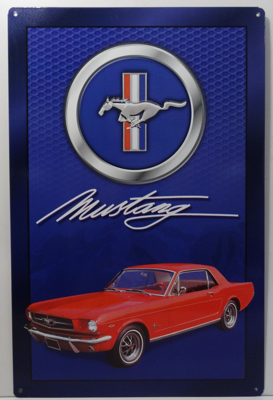 Ford Mustang (round 12" metal sign) - American Collectibles