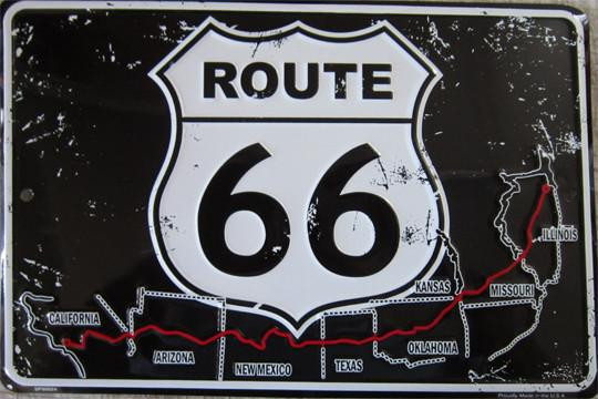 Route 66-Embossed Aluminum Sign - American Collectibles