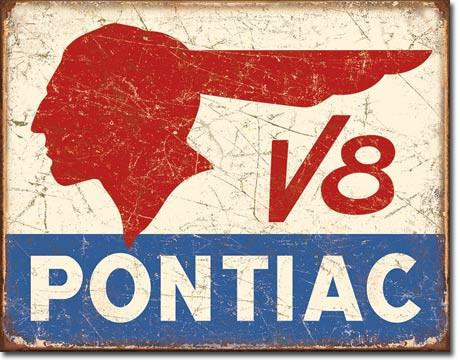 Pontiac V8 Metal Sign - American Collectibles