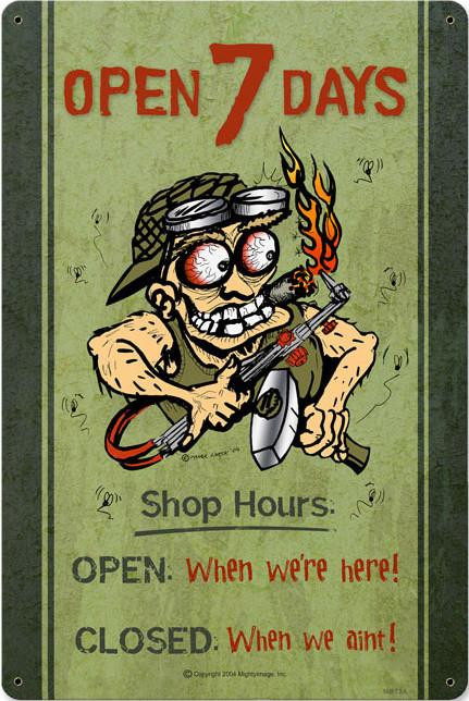 Open 7 Days Metal Signs - American Collectibles