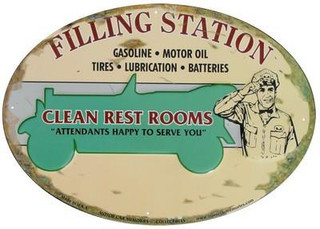 Filling Station Oval Metal Sign - American Collectibles