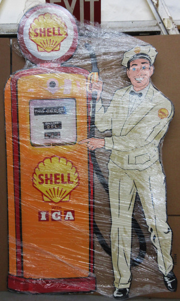Shell Gas Pump / Attendent Laser Cut Advertising Metal Sign 60 ...