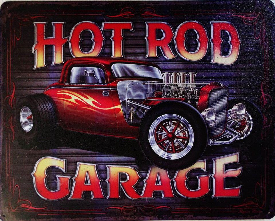 Steel Beast Rat Rod Garage Metal Sign - American Collectibles