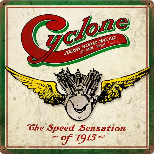 Cyclone Logo Motorcycle Metal Sign - American Collectibles