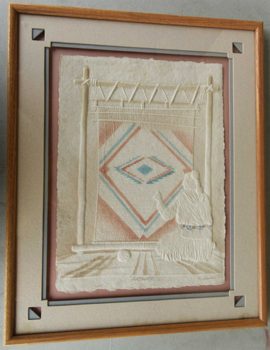 Native American Hand Cast Paper Framed - American Collectibles