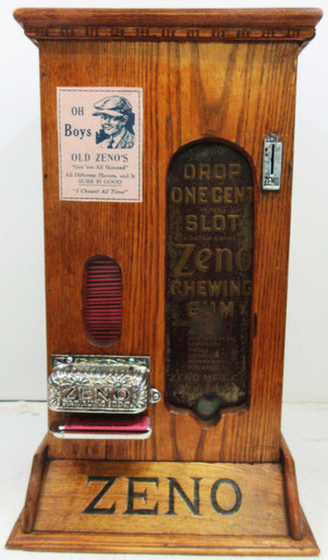 ZENO Chewing Gum 1c Oak Cabinet Dispenser, Circa 1890 #2 - American ...