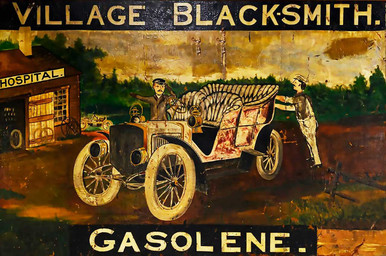 Village Blacksmith Gasolene Metal Advertisement Sign - American ...