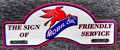 Mobil Oil Metal License Plate Topper - American Collectibles