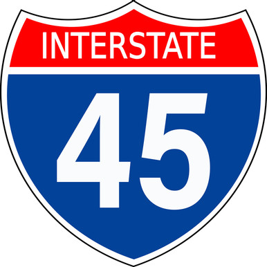 Interstate 45 Shield Metal Signs - American Collectibles