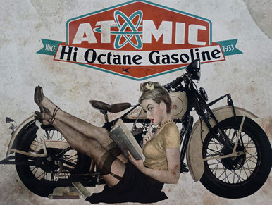 Atomic Hi Octane Gasoline Metal Sign - American Collectibles