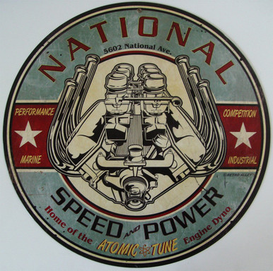 National Speed and Power 14" Round Metal Sign - American Collectibles