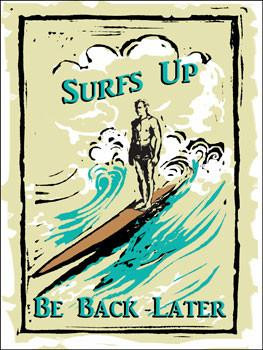 Surfs Up Wave Metal Sign - American Collectibles