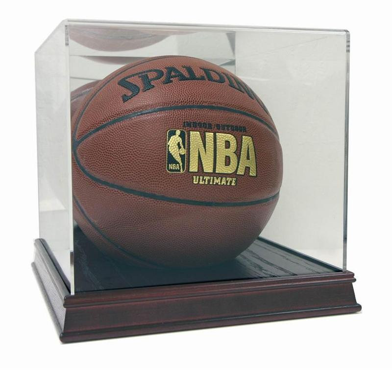 DELUXE BASKETBALL DOUBLE SHOE DISPLAY CASE HOLDER to SIZE 15 w/ Gold Risers