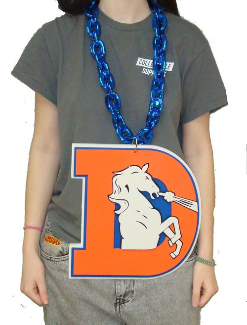 Denver Broncos Throwback D NFL BIG LOGO 3D Fan Chain Foam Necklace