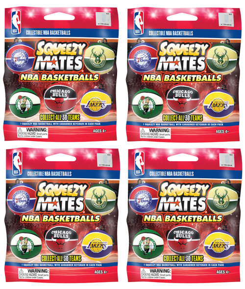 4 packs - SqueezyMates Gravity Feed NBA Basketballs Mystery Packs ...