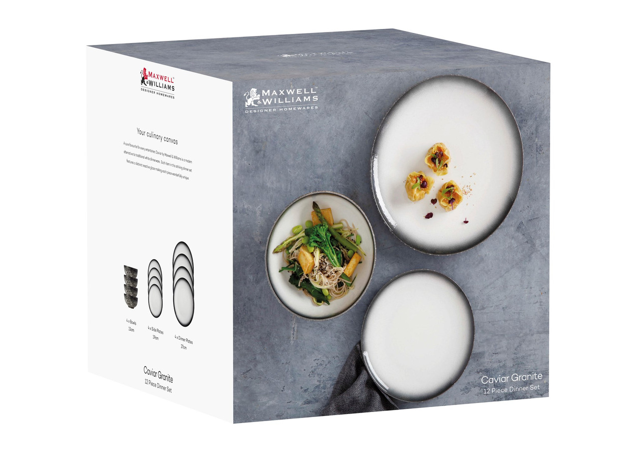 Maxwell & Williams Caviar Granite Dinner Set 12 pc, KitchenEssentials.ca