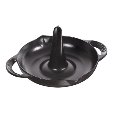STAUB Specialities 24 cm Cast Iron Round Roaster, Black - KitchenEssentials