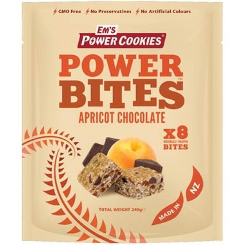 Em's Power Bites Apricot Chocolate - 240g - 8 Pack - Bikebug
