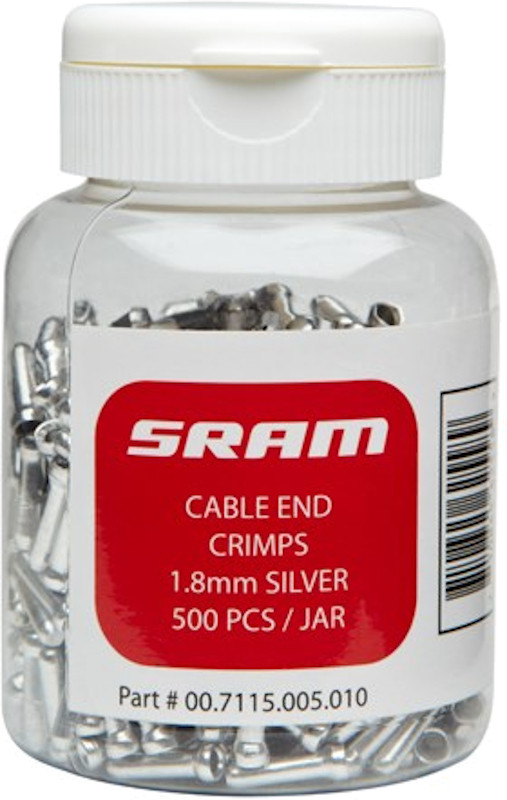 SRAM PitStop Brake Cable End Crimps 1.8mm Silver (Qty 500) - Bikebug
