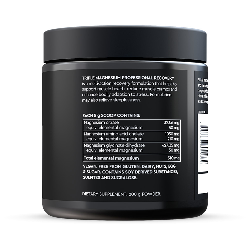 PILLAR Performance Triple Magnesium Recovery Powder Berry 200g Jar ...
