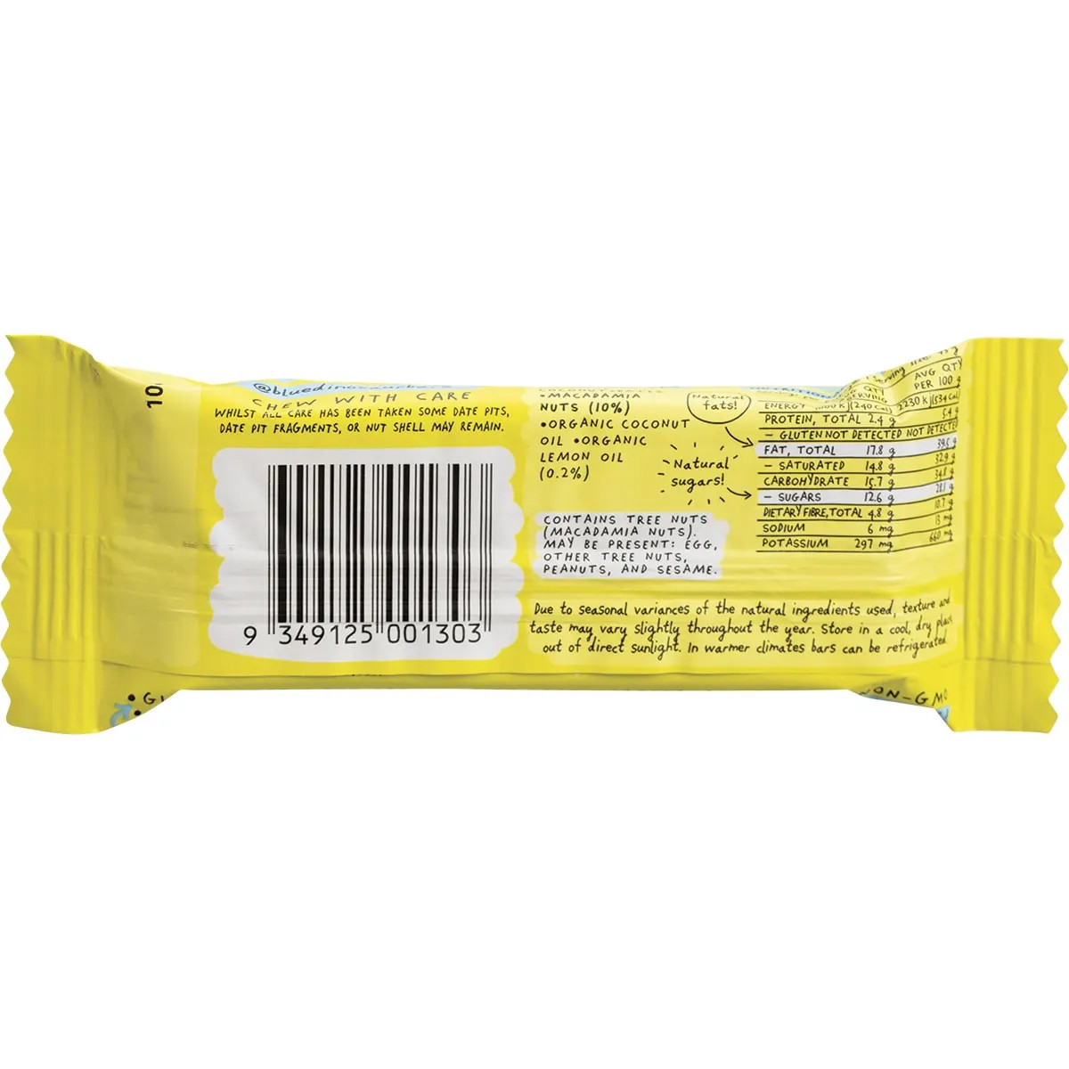 Blue Dinosaur Hand-Baked Bar Lemon & Macadamia - Bikebug