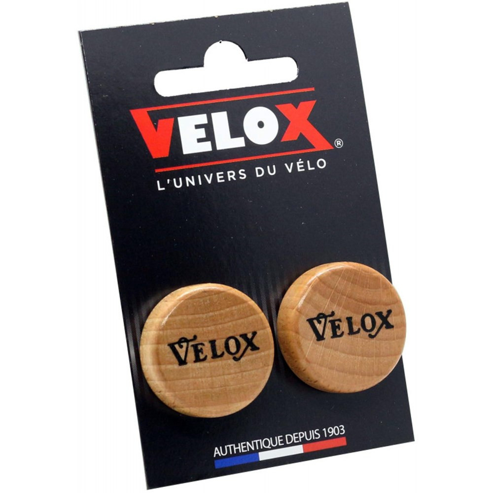 Velox Handlebar Ends Vintage Varnished Wood Head Pair - Bikebug