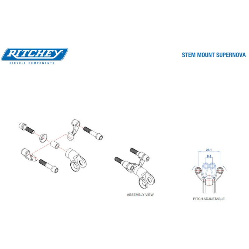 Ritchey Universal Stem Mount Wide 22-35mm for Supernova Lights - Bikebug