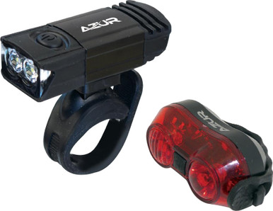 Azur 65/30 Lumens USB Front and Rear Light Set - Bikebug