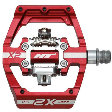 HT Components X2-SX Pedals (Alloy / CNC CRMO) - Red - Bikebug