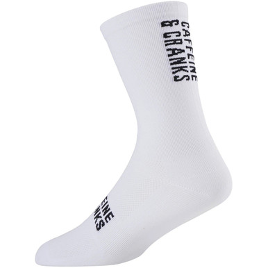 Caffeine and Cranks Socks White - Bikebug