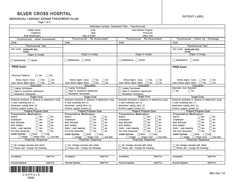 50000 - Cardiac Rehab Individual Treatment Plan - Package (100 ...