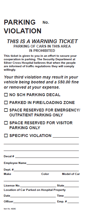 49282 - Parking Ticket/Violation - Book (25) - Silver Cross Store