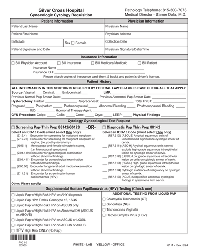 3950 - Cytology Requisition (Anc Lab/Pathology) - Package (100) - Silver Cross Store
