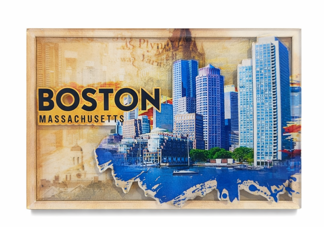 Boston 3D Skyline Magnet - Massachusetts Cityscape Souvenir