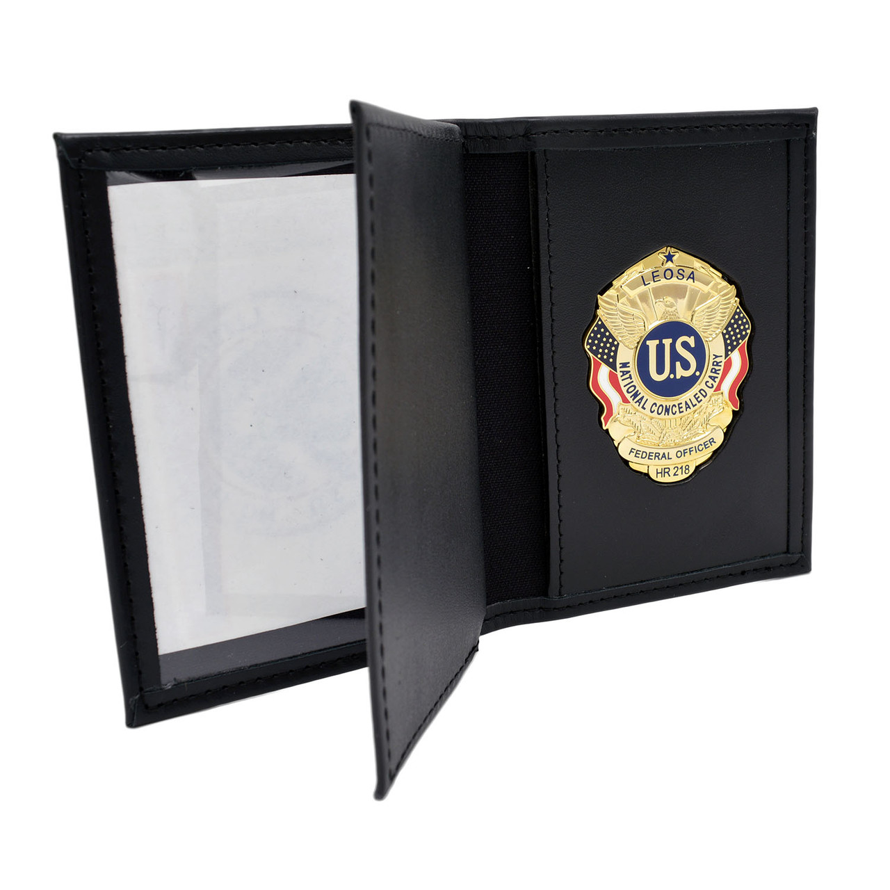 Perfect Fit LEOSA HR218 Concealed Carry Badge Leather Double ID Case