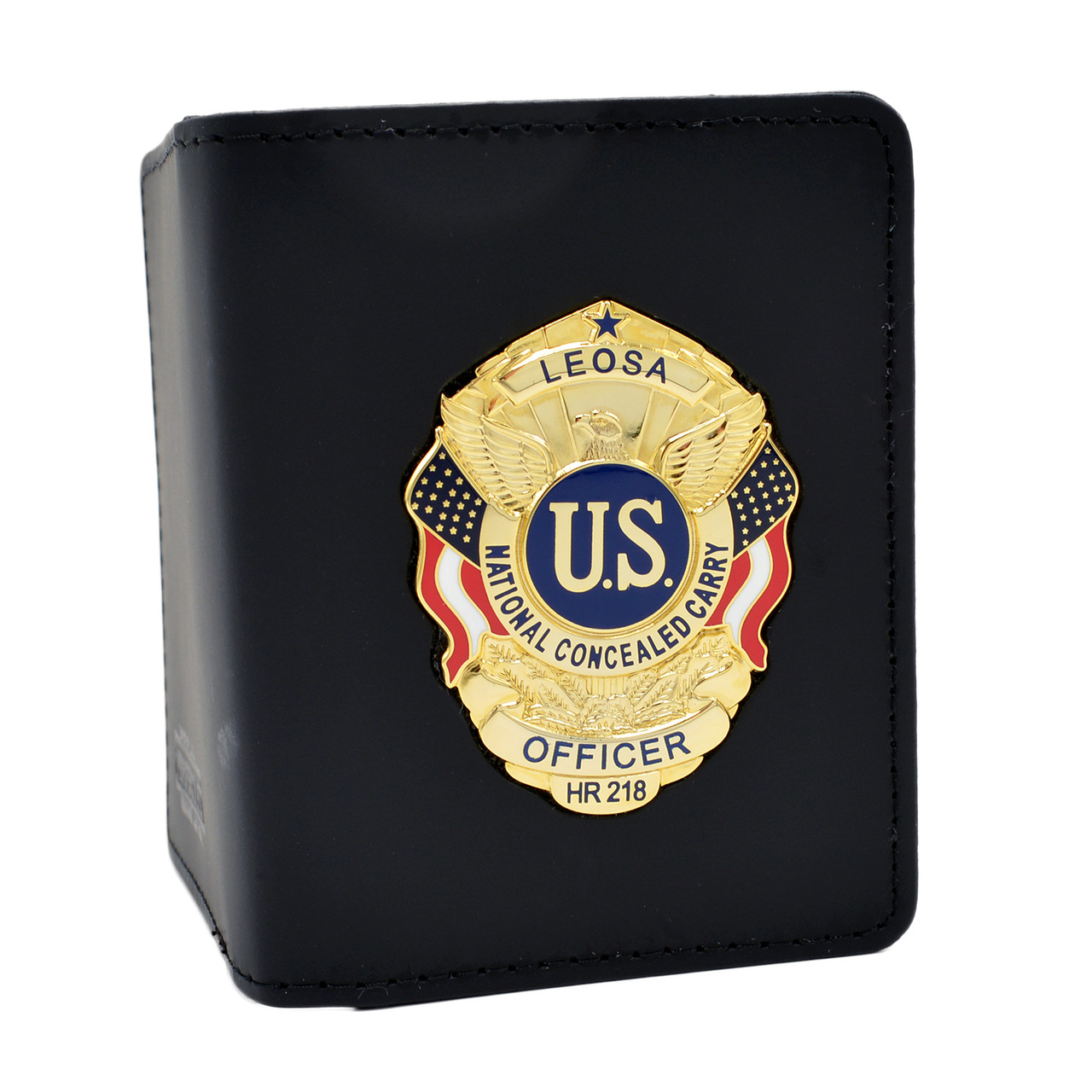 Perfect Fit LEOSA Concealed Carry Badge Leather Double ID Case