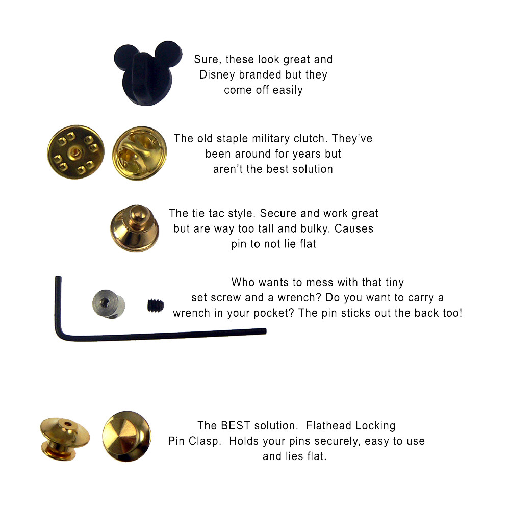 Locking Flathead Pin Clutch backs | Pin Clasps | Locking Pin Clasp