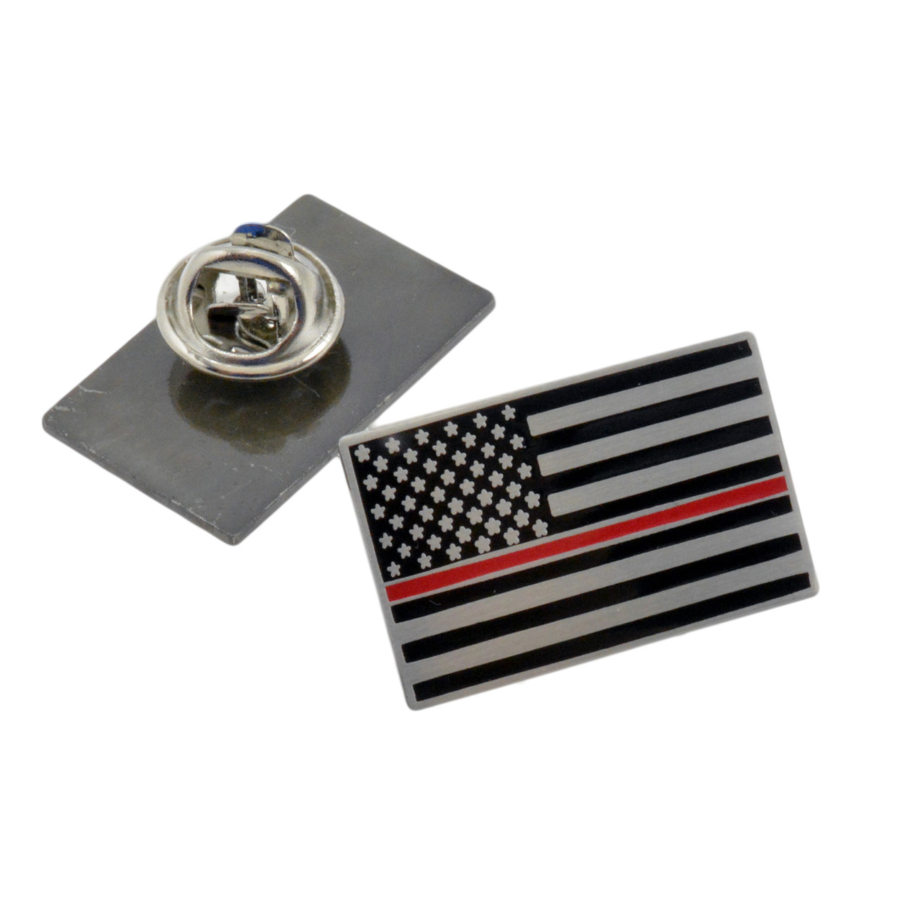 Thin Red Line Subdued US Flag Lapel Pin | Firefighter Flag Pin