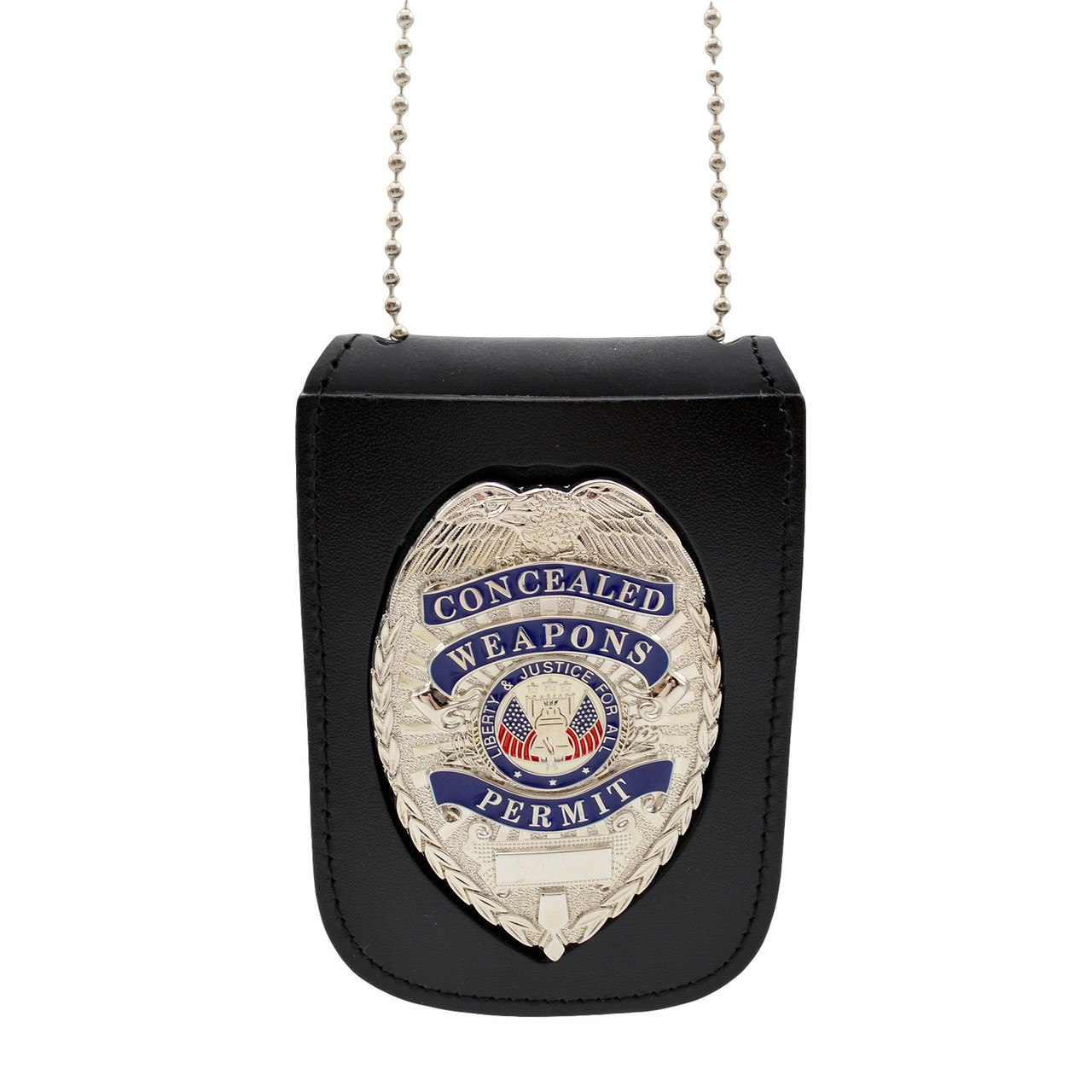 Leather Badge and ID Holder with Concealed Weapons Badge | Neck badge ...