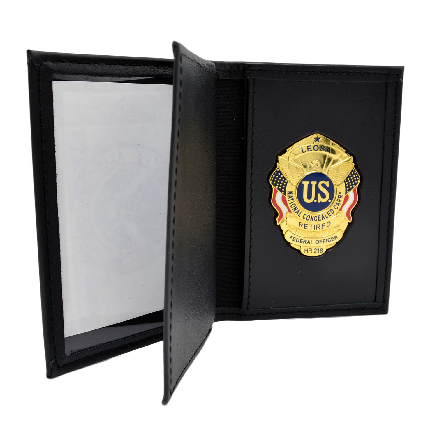 Perfect Fit LEOSA HR218 Concealed Carry Badge Leather Double ID Case