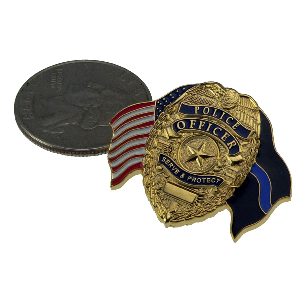 Police Mini Badge | Blue Line Mini Badge | Generic Police Pin