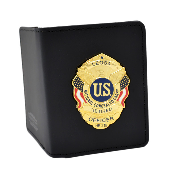 Perfect Fit LEOSA Concealed Carry Badge Leather Double ID Case