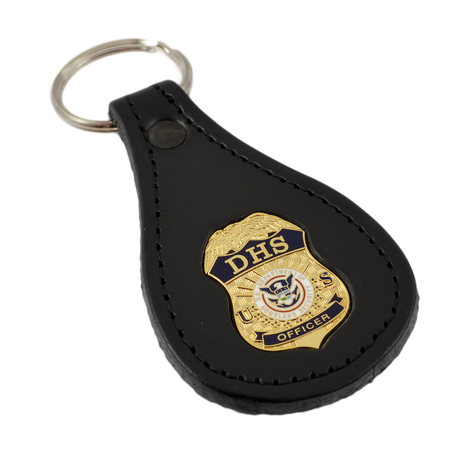 DHS Officer Mini Badge Leather Key Ring | DHS Officer Key Fob
