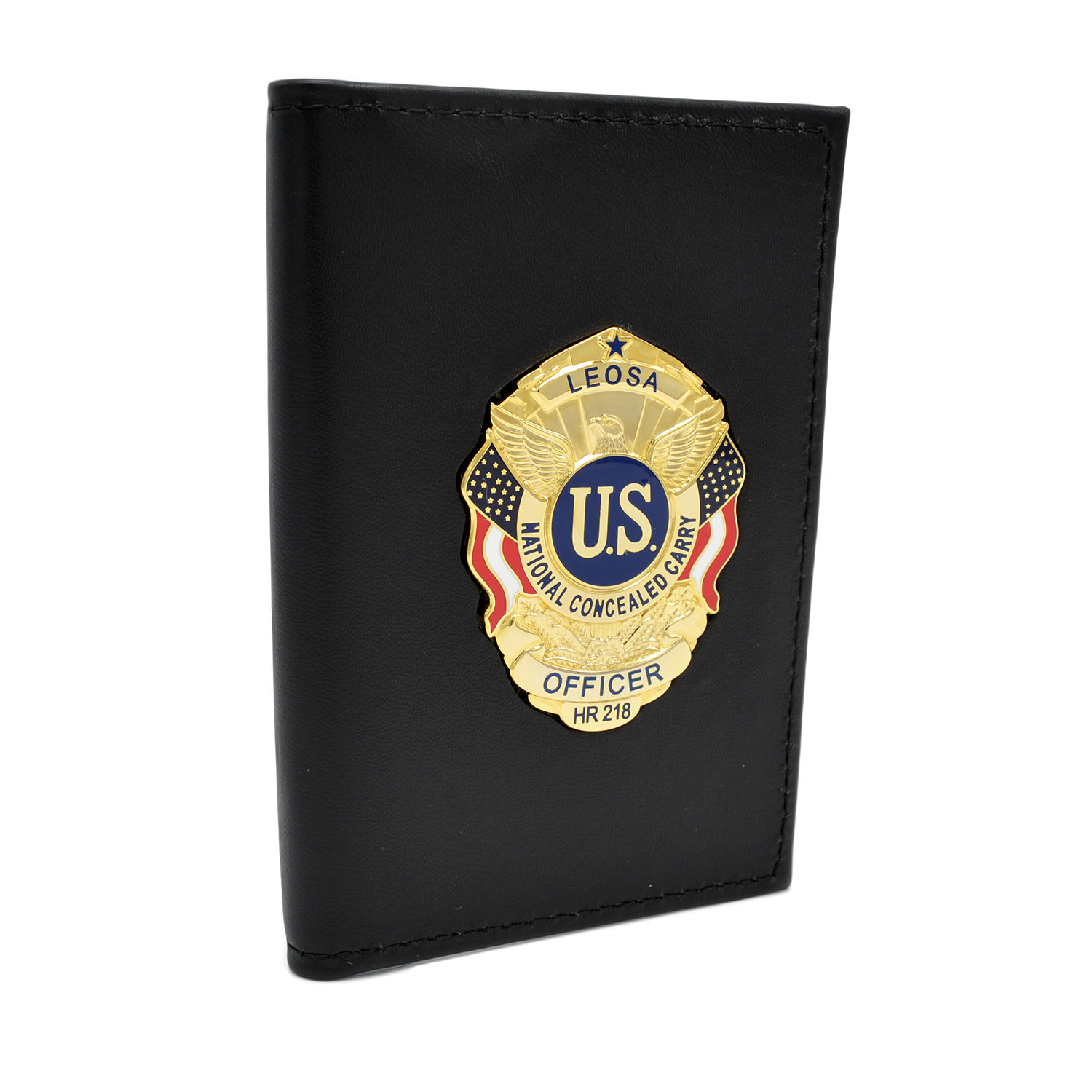 Perfect Fit LEOSA Concealed Carry Badge Leather Double ID Case 2.75 X 4.5