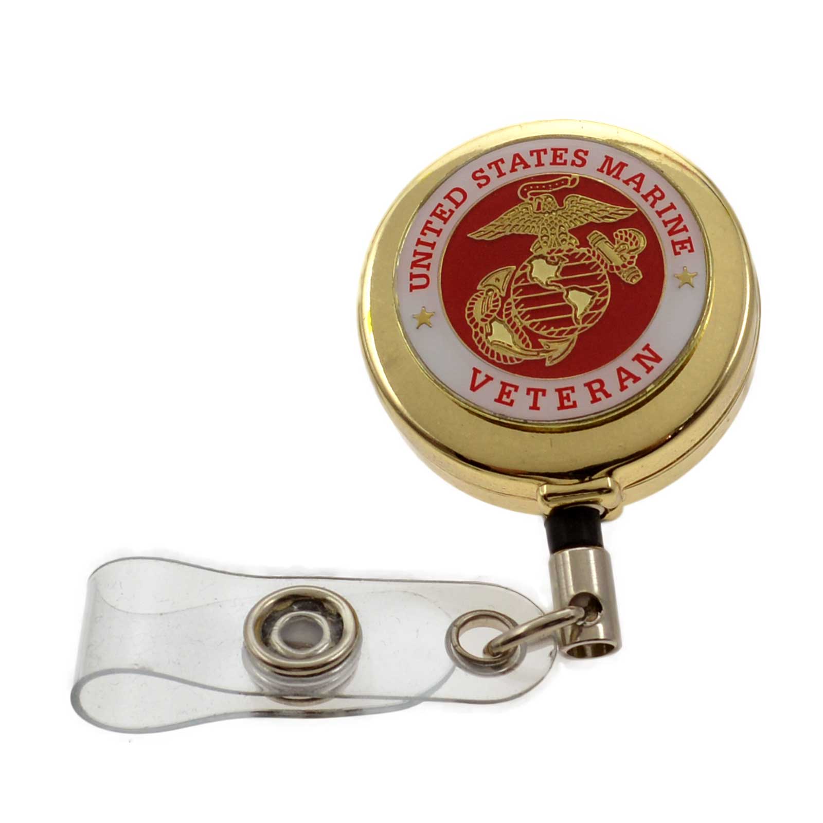 US Marine Corps Veteran Retractable ID Holder Badge Reel | USMC Veteran ...