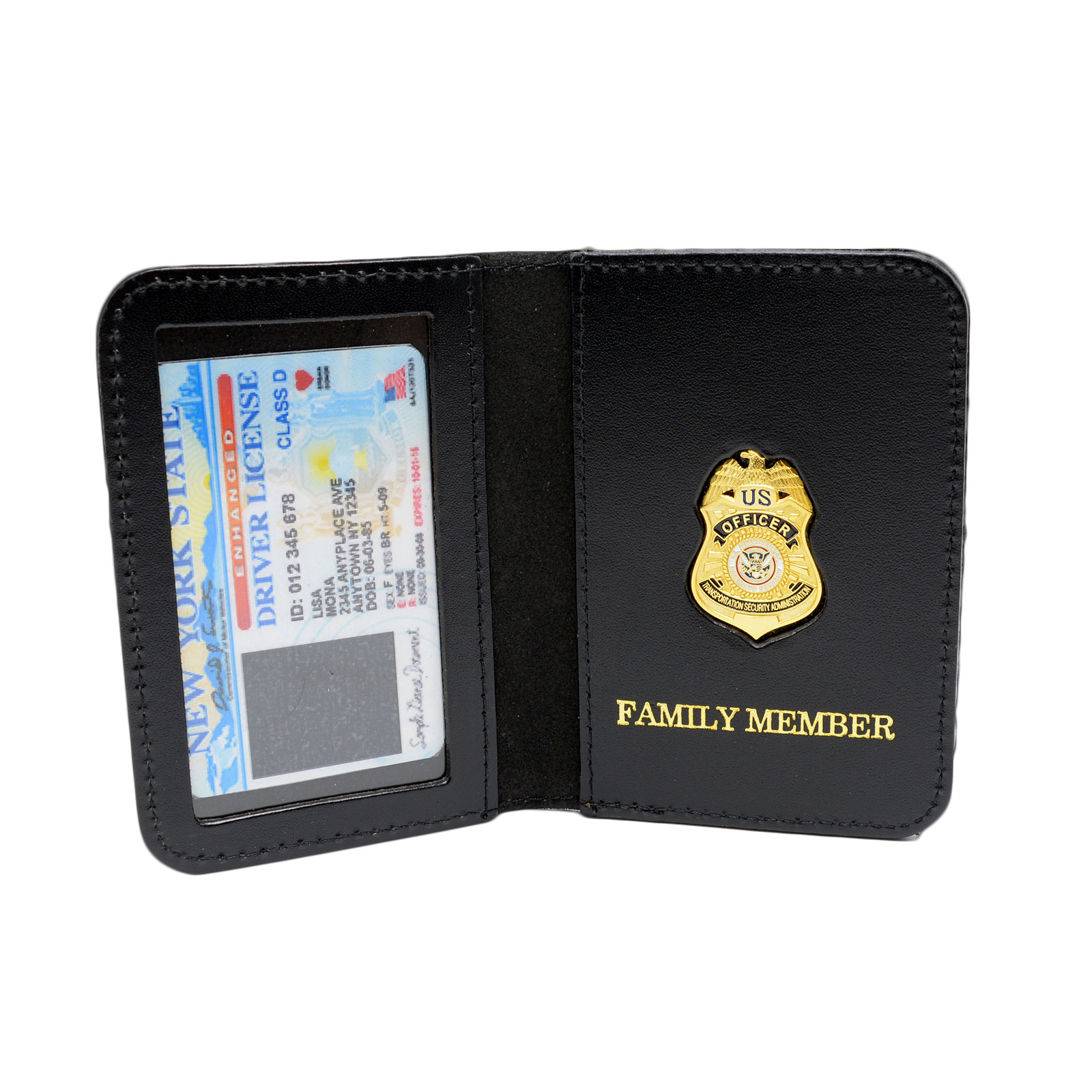 TSA Officer Family Member Badge Leather ID Wallet Case 1.5" Mini Badge