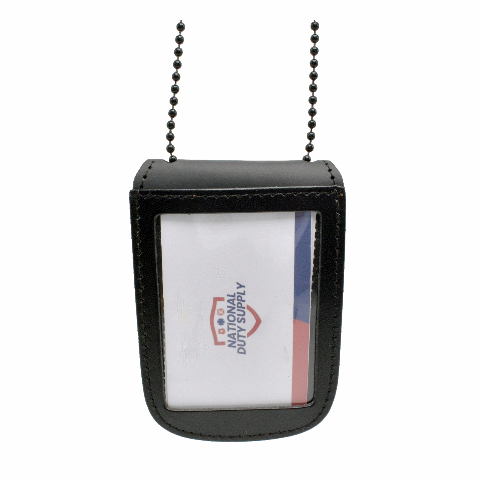Leather Double ID Holder with Neck Chain